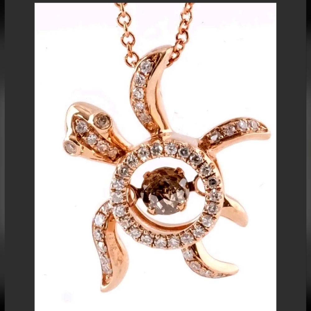 Crown Of Light Diamond 14k Gold Turtle Necklace Penda… - Gem